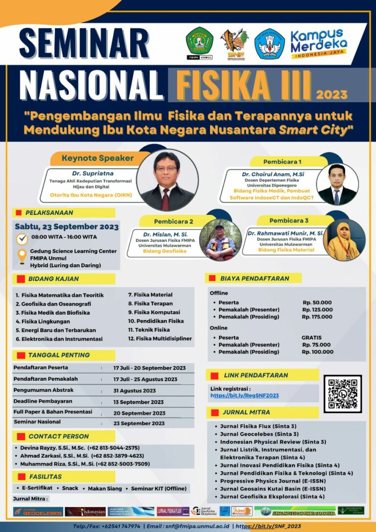 SEMINAR NASIONAL FISIKA III 2023 – Program Studi Fisika